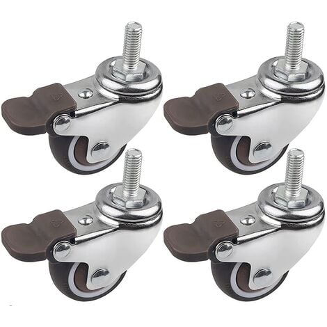 4 rotating casters with brakes 38mm, threaded casters M8x20mm ...