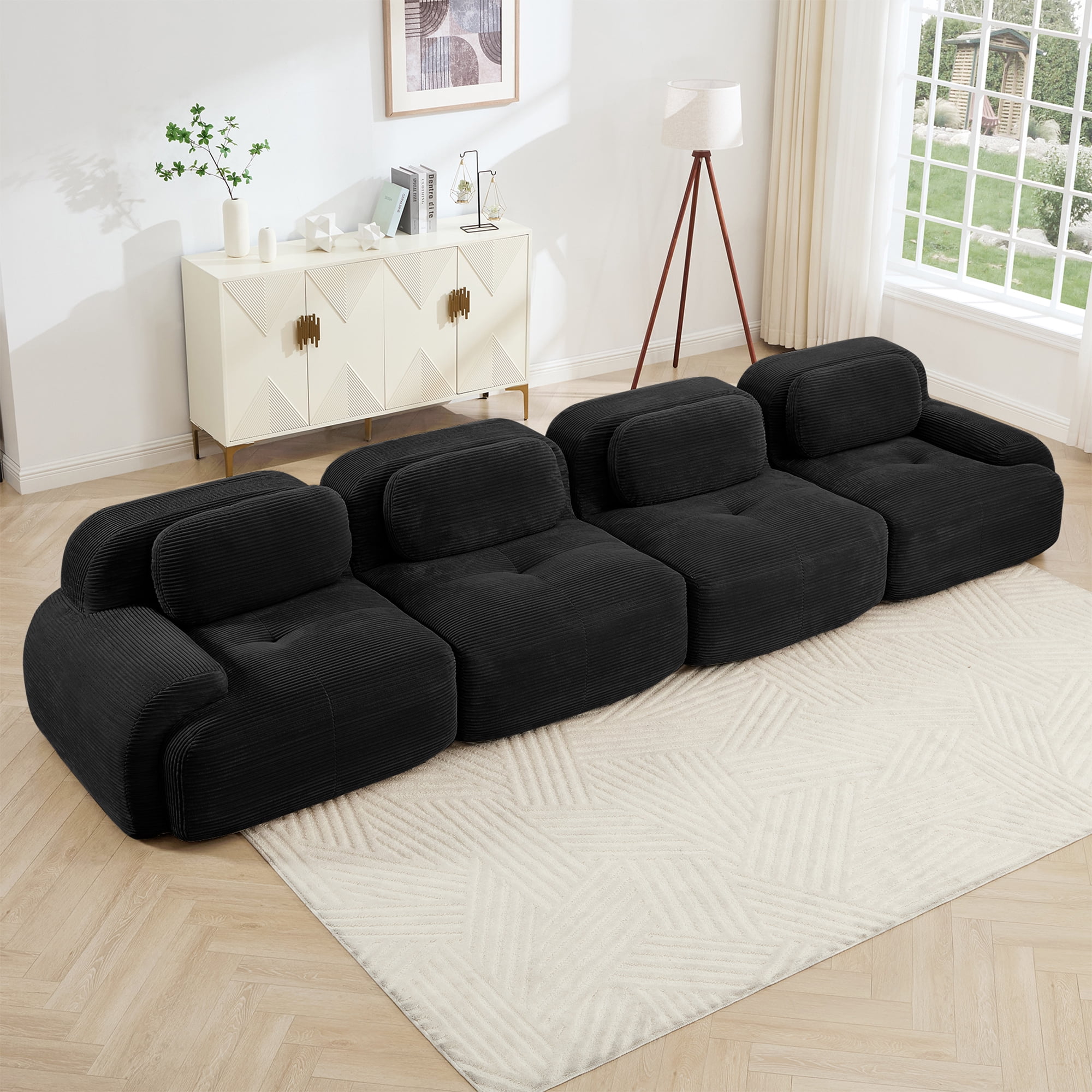 4-seat sofa soft corduroy fabric 32D high-resilience sponge pet ...