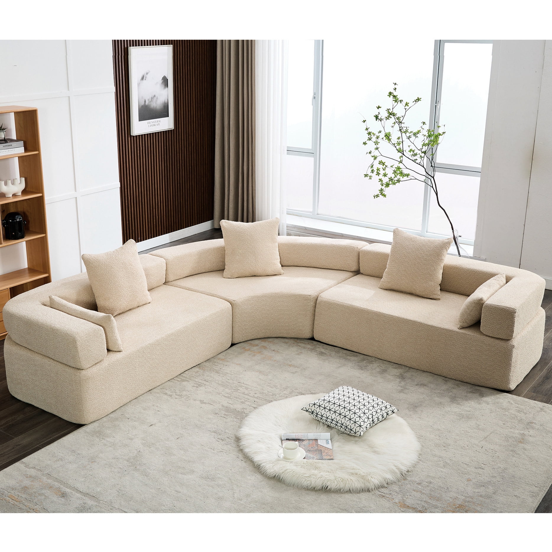 4-seater Curved Sofa with Foam Filler - Cozy for Reading Corner ...