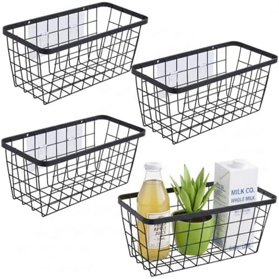 4 set Hanging Wall Basket Organizer,Over the Cabinet Door Wire Baskets ...