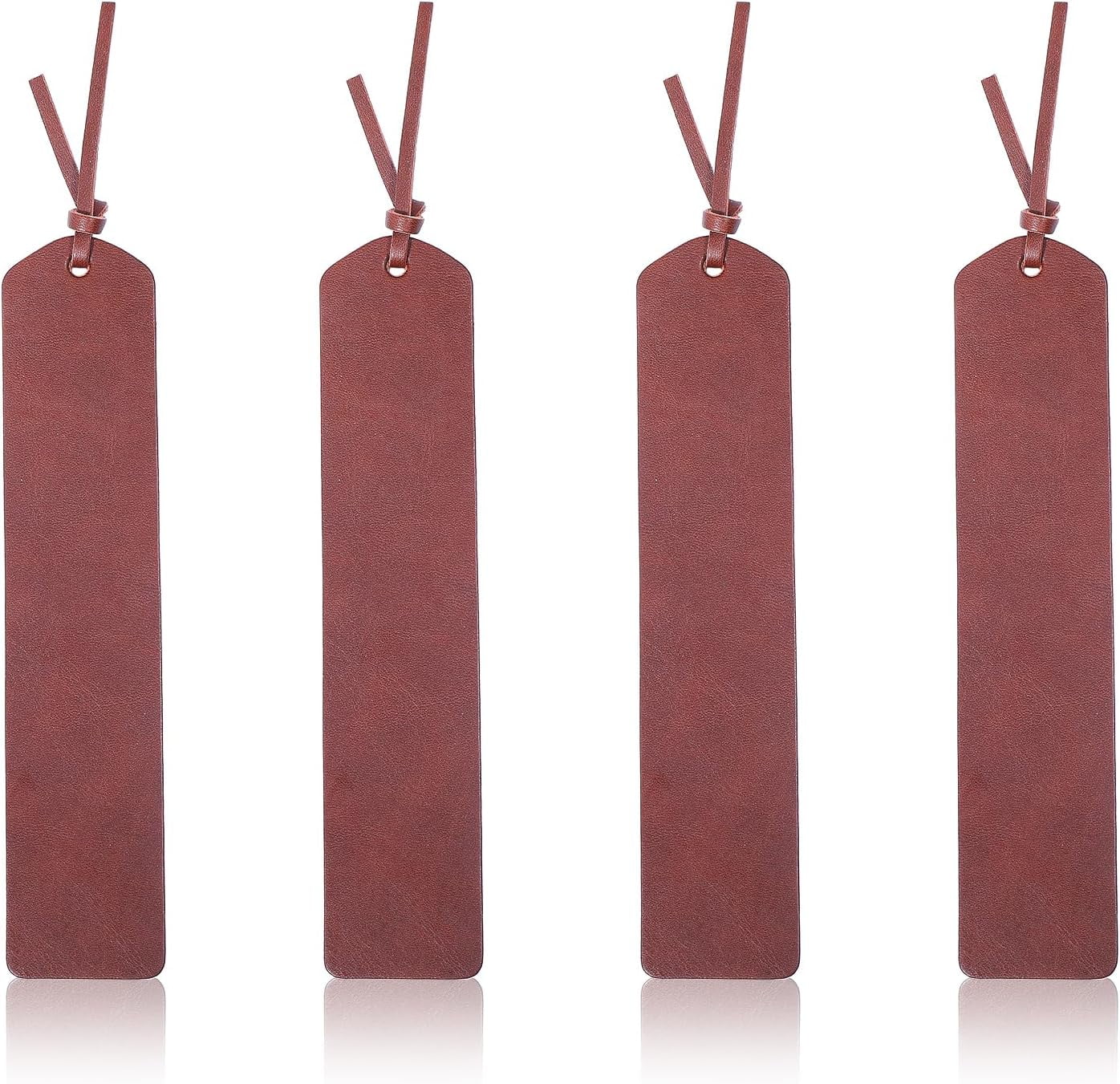 4 set Leather Blank Bookmarks with Tassel Rectangle Coconut Brown ...