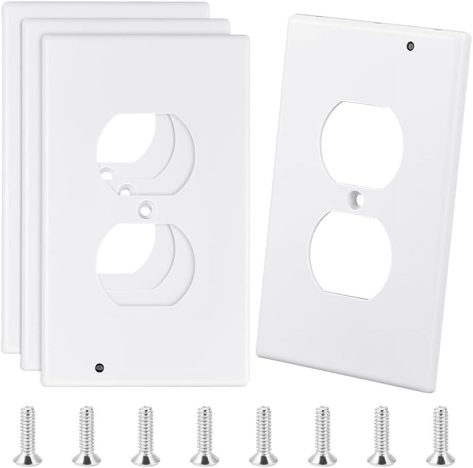 4 set Plastic 1-Gang Socket Cover Plate Rectangle with Screws White ...
