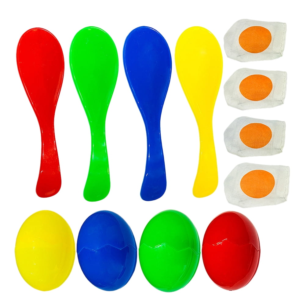 4 sets of Colorful Eggs and Spoons Race Game Set Outdoor Party Games ...