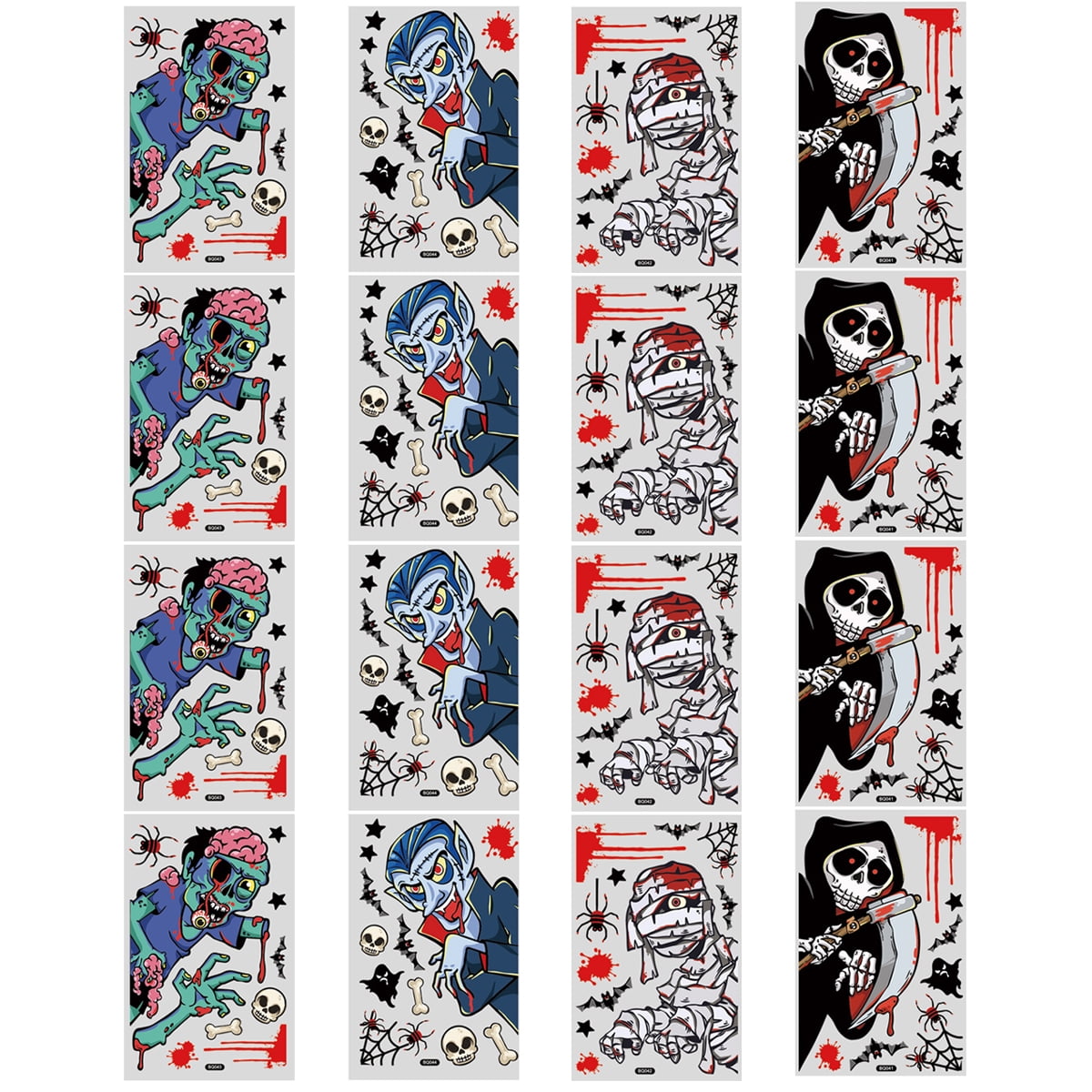 4 sets of Halloween electrostatic window stickers party decoration ...
