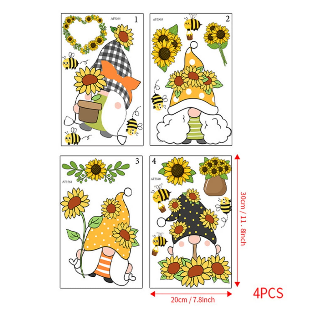 4 sheet/set Honey Bee Gnome Stickers Décor Sunflower Honey Jar ...