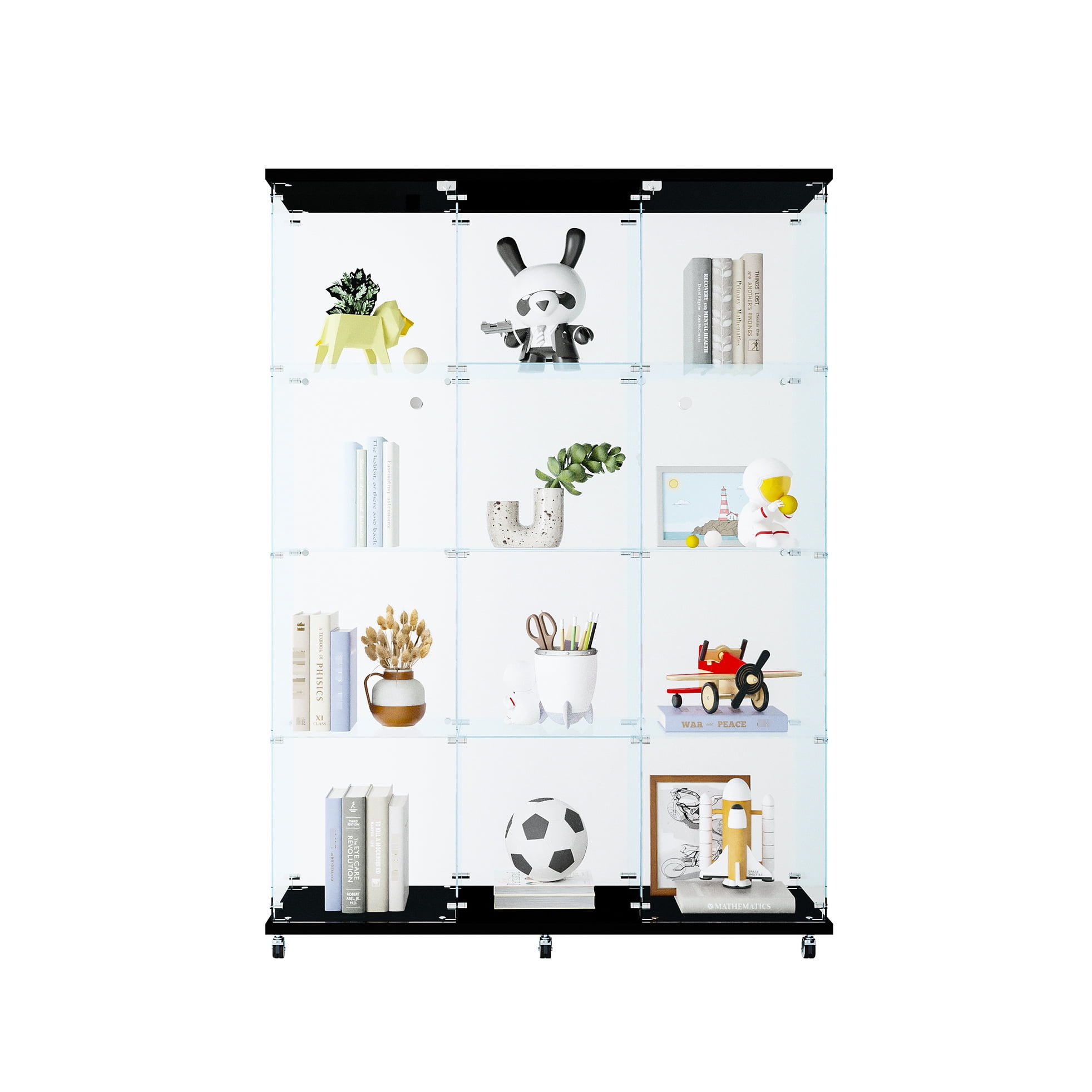 4-shelf Black Glass Display Unit - Displays China, Model, Collectibles ...