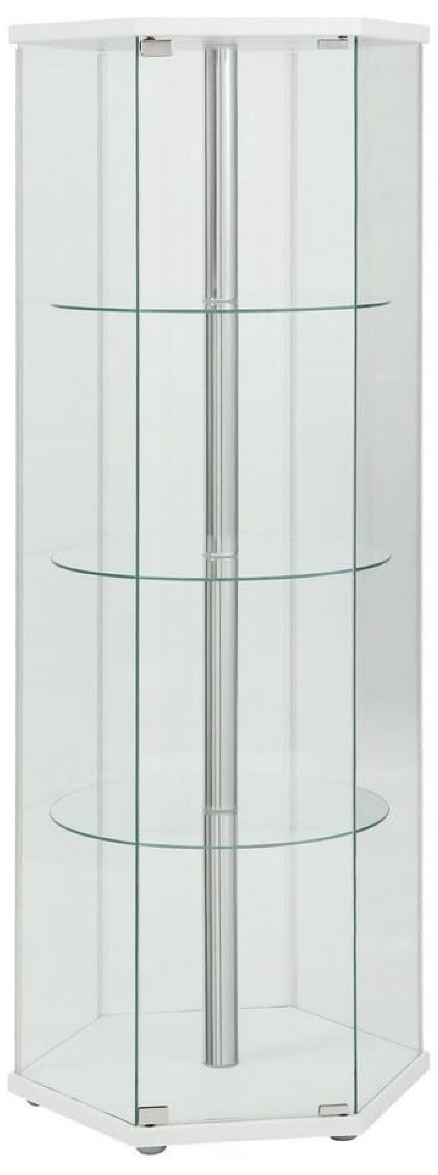 4-shelf Hexagon Shaped Curio Cabinet White and Clear 950001 - Walmart.com
