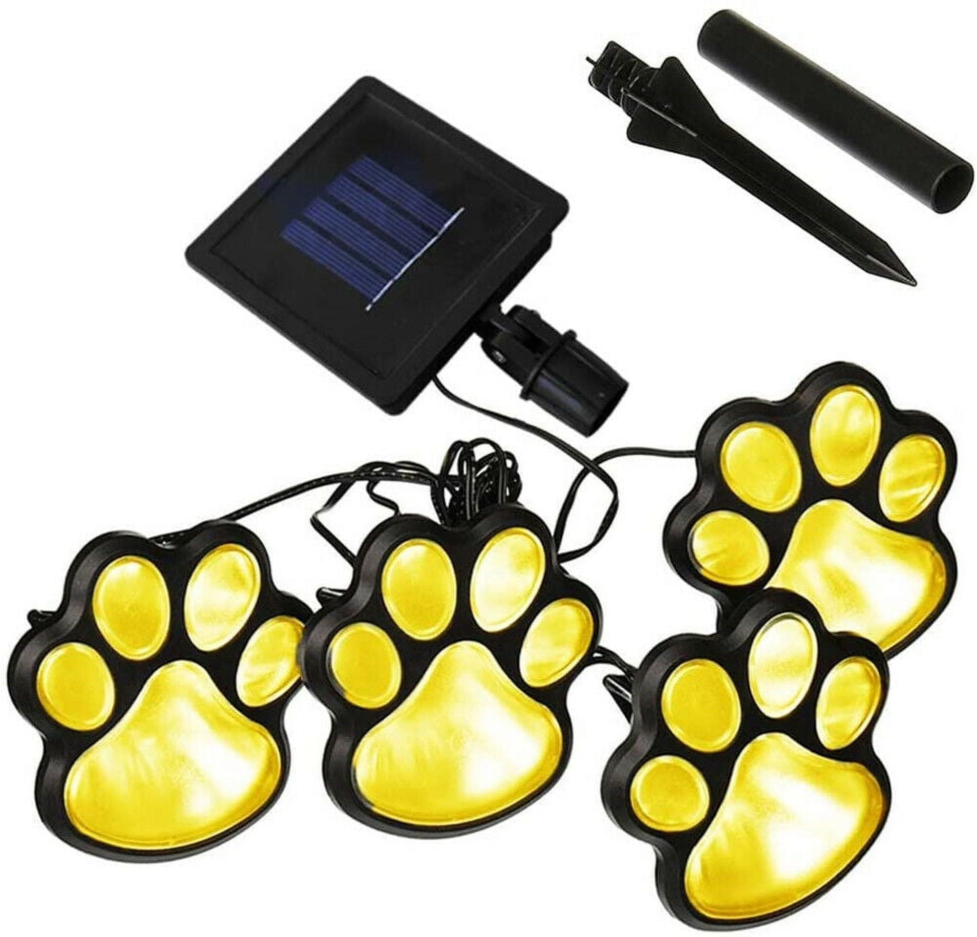 4 solar dog animal paw print Lights garden statue lantern LED path 3 ...
