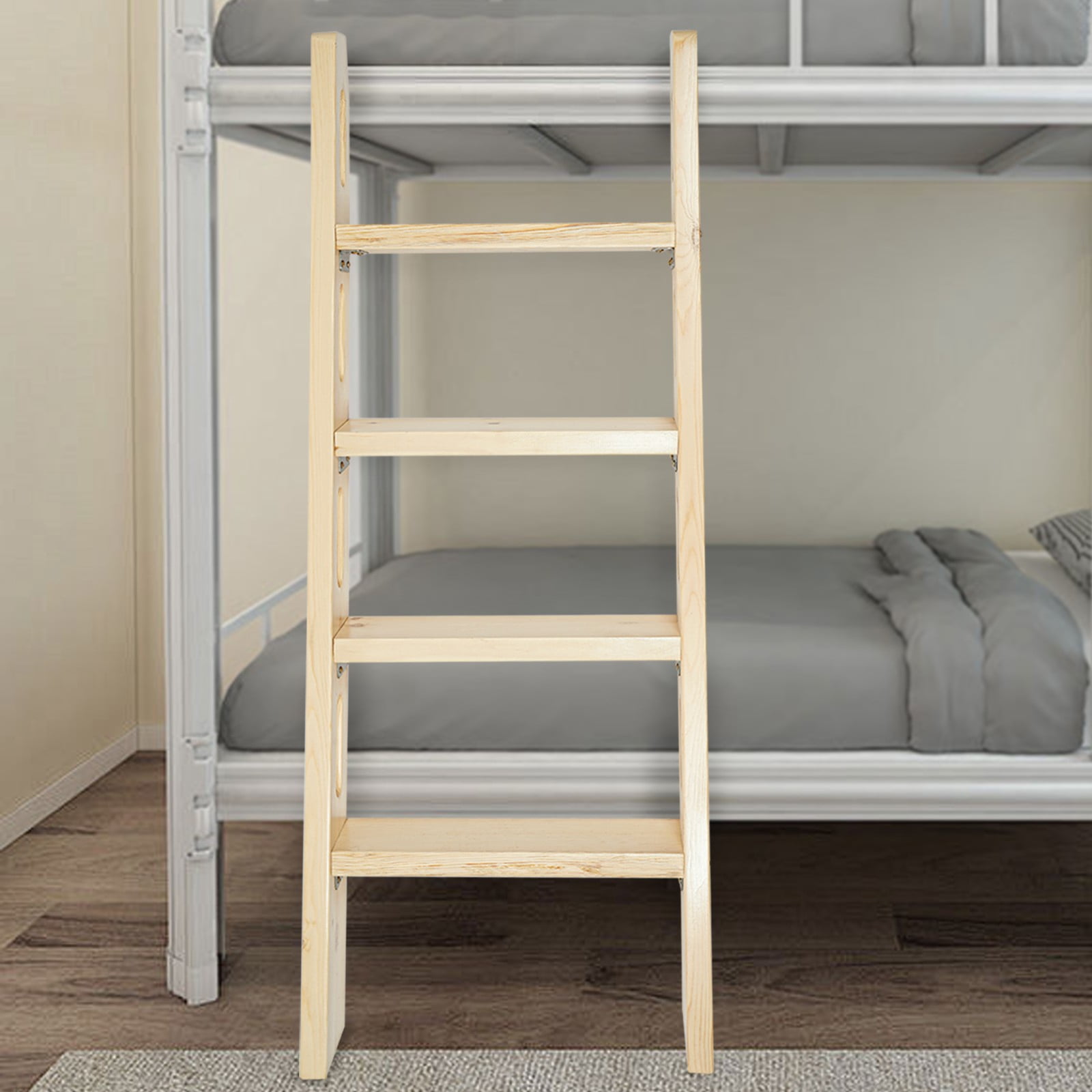 4-step Burlywood Floorstanding Wooden Step Ladder 18.11*49.21 for ...