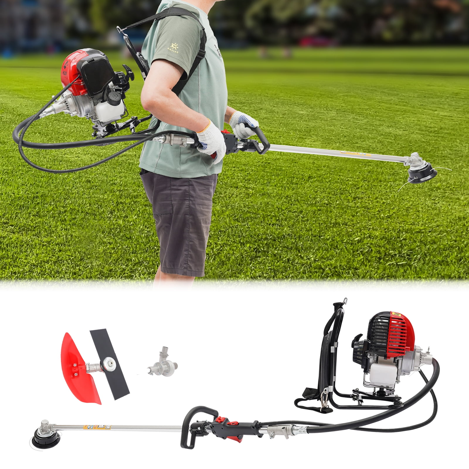 HS39 4-stroke 31cc Gasoline Brush Cutter Grass Wacker Weed Lawn Mower w ...