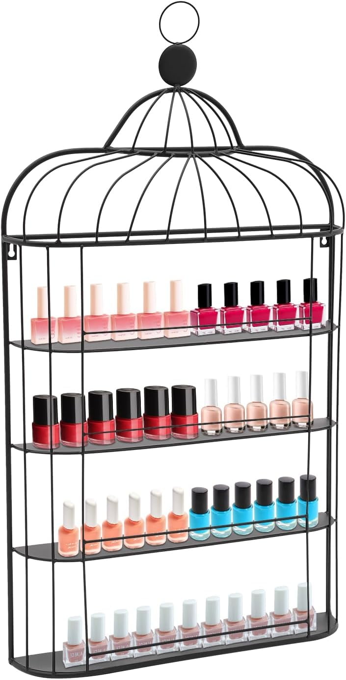 4-tier Nail Polish Storage Rack Metal Wall Mounted Nail Polish Display ...