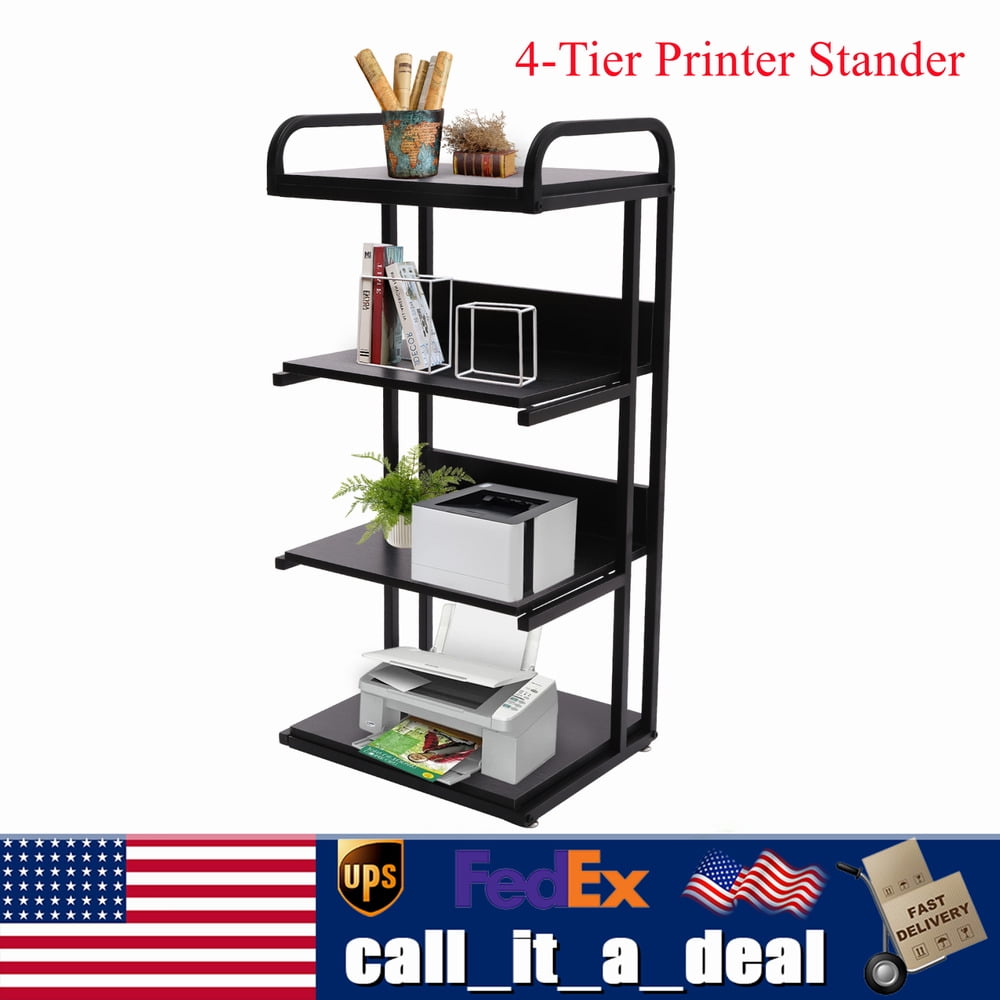 4-tier Printer Stander Cart Printer Stand Storage Rack W/ Wheels For ...