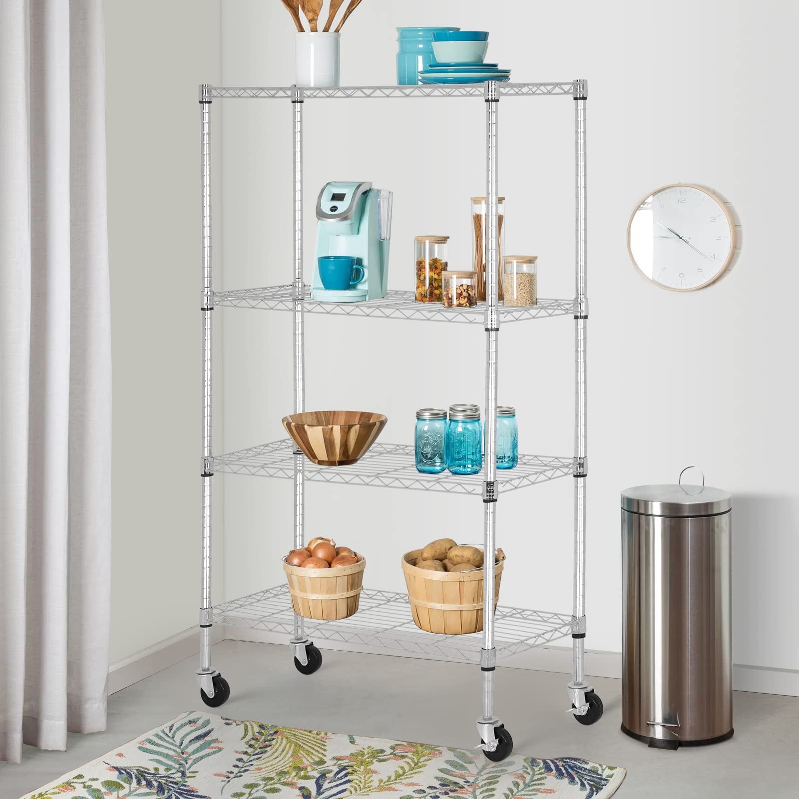 4-tier Wire Shelving Storage Shelves Adjustable NSF Wire Shelf Heavy ...