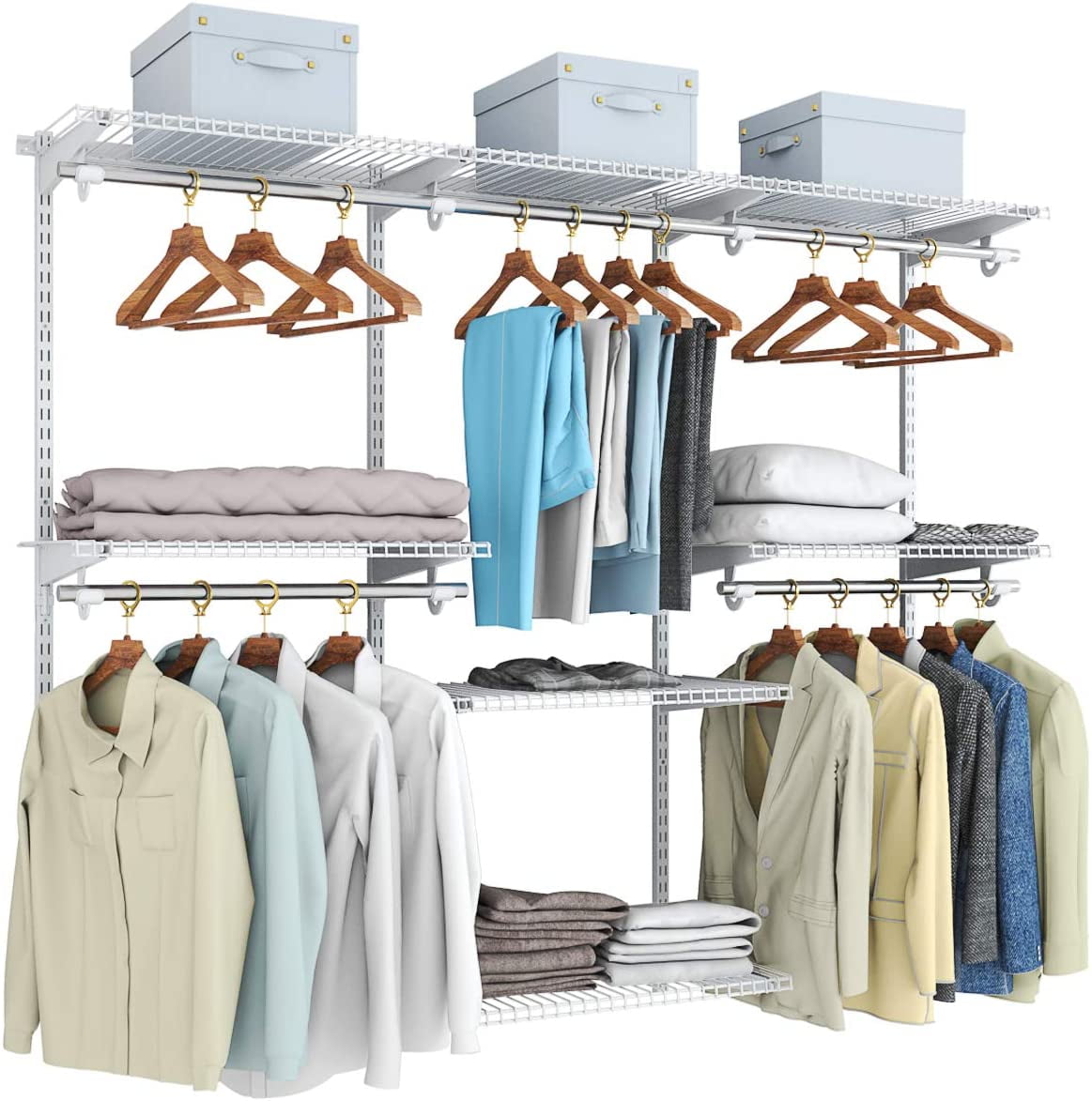 4 to 6 FT Closet System, Wall Mounted With Hanging Rod, Metal Storage ...