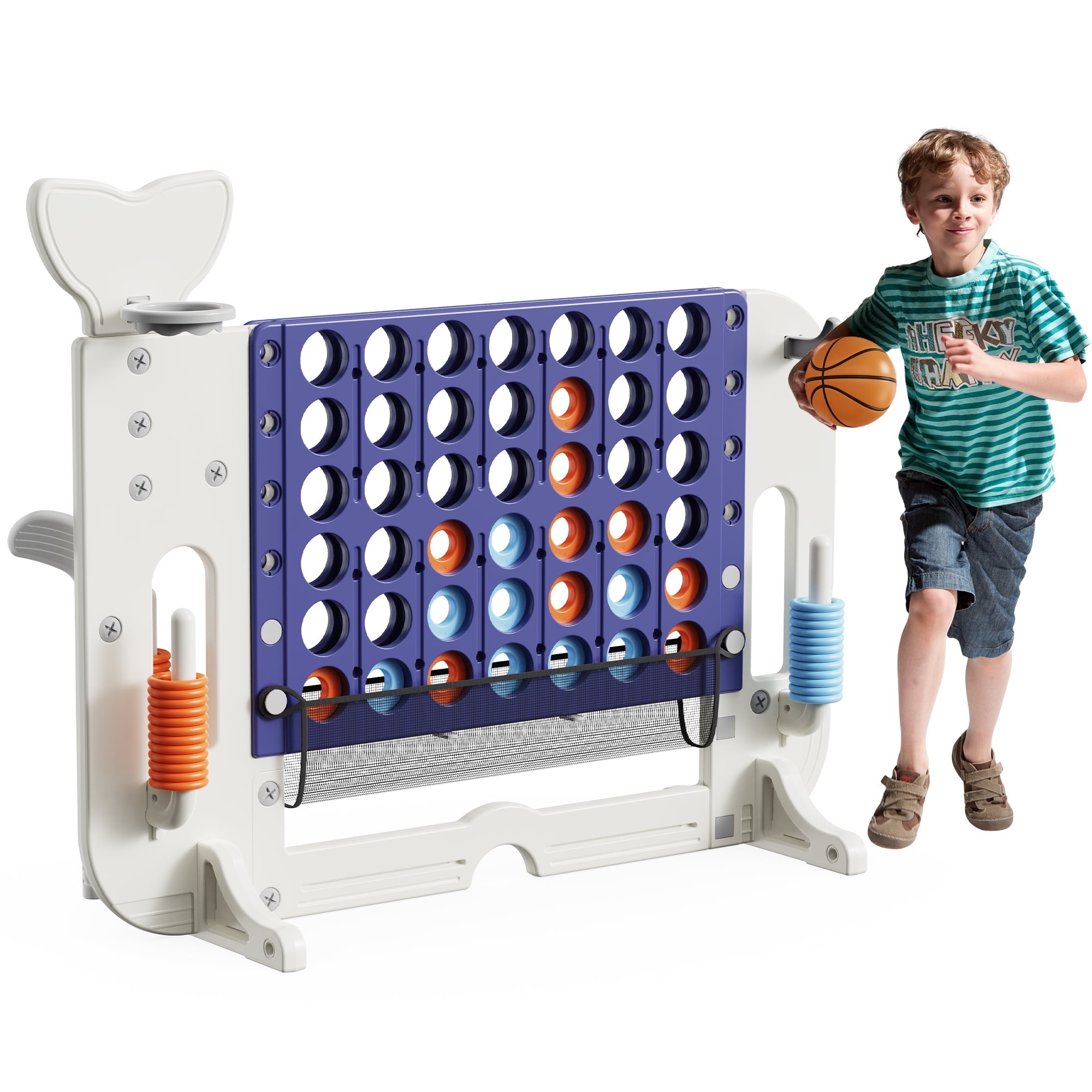 4-to-Score Giant Game Set with Mesh Bag & Jumbo Connect 4, Basketball ...