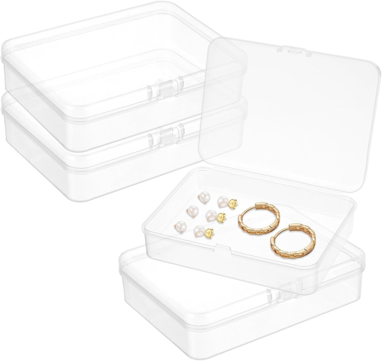 4 transparent plastic mini storage boxes - 4.5x3.4 inches, suitable for ...