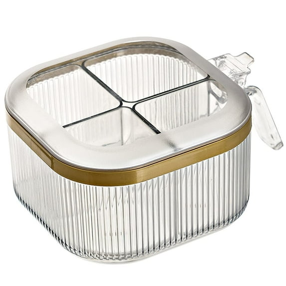 4 transparent storage boxes with lids, plastic storage box set (white ...