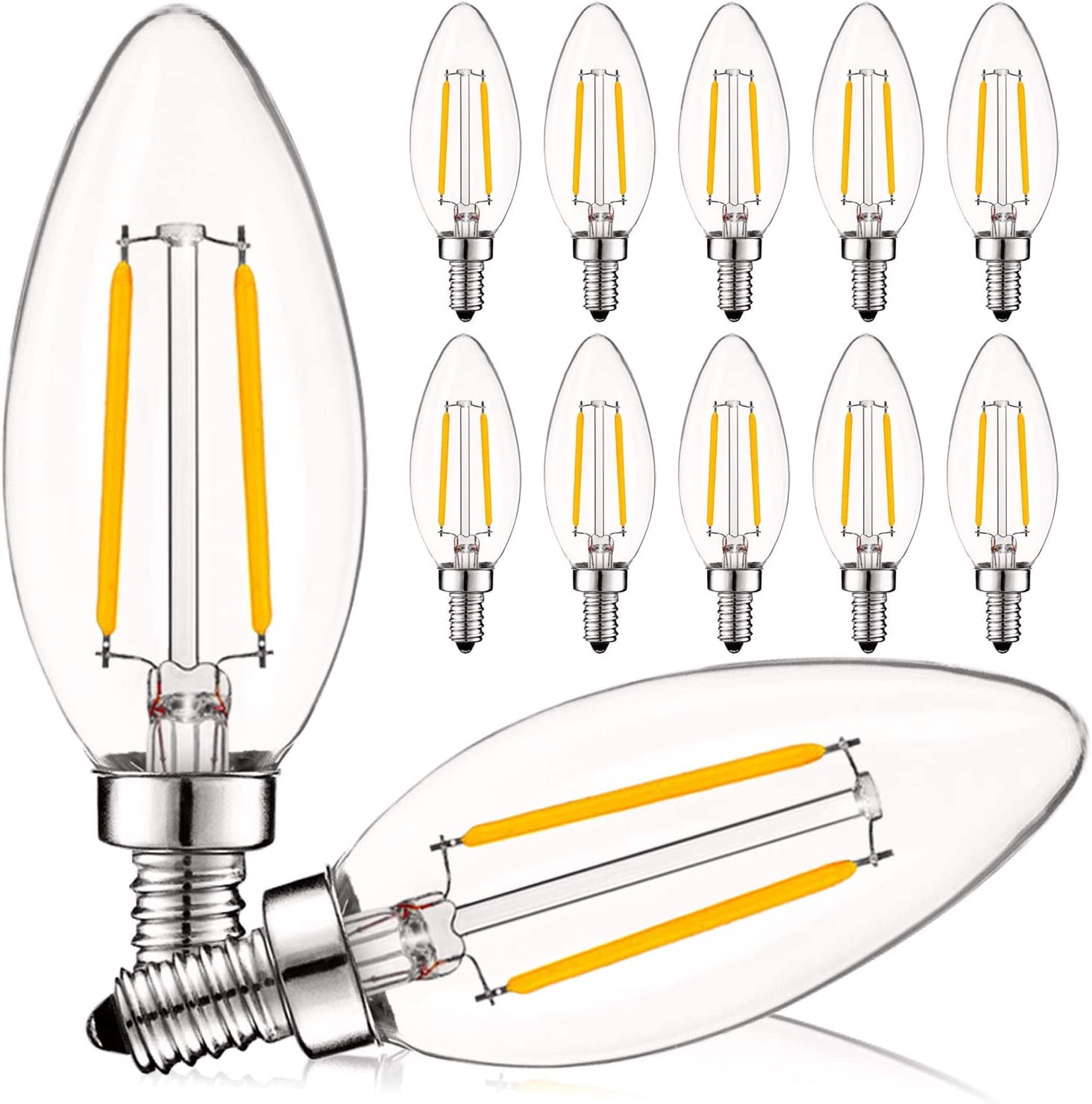 4 vintage candelabra light bulbs dimmable, 400 lumens, 2700 warm white ...