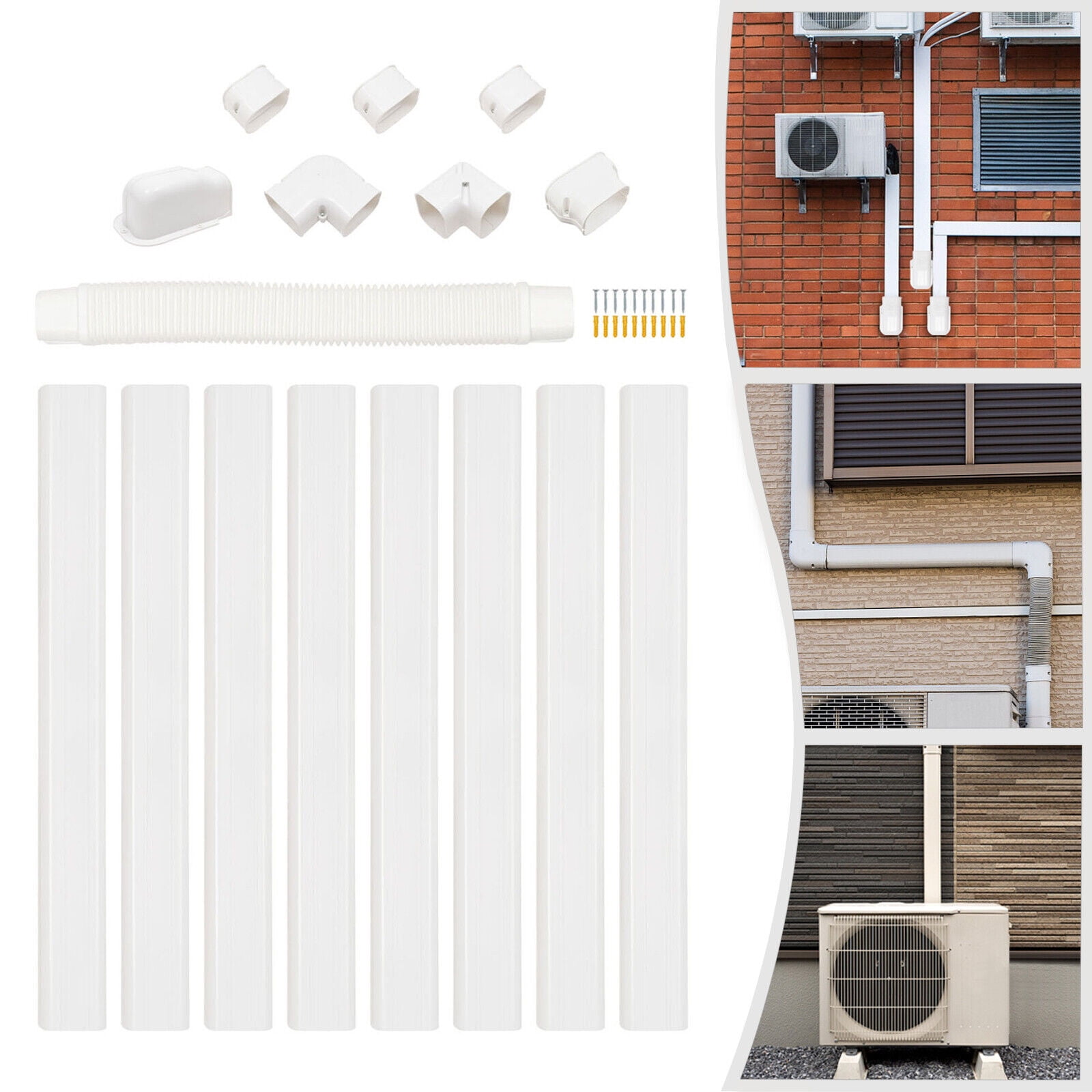 4"w 15ft Mini Split Ac Line Set Cover Decorative Air Conditioning Pvc ...