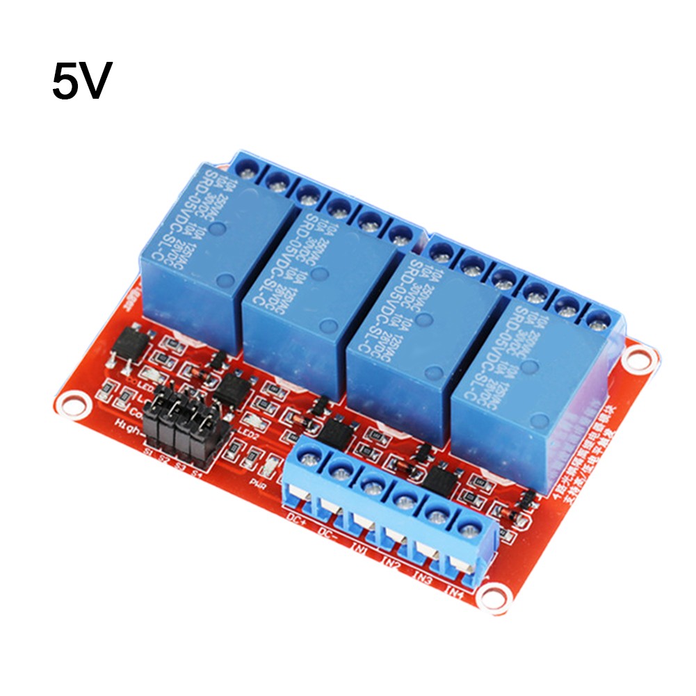 4-way 5V12V relay module with optocoupler isolation flat trigger ...