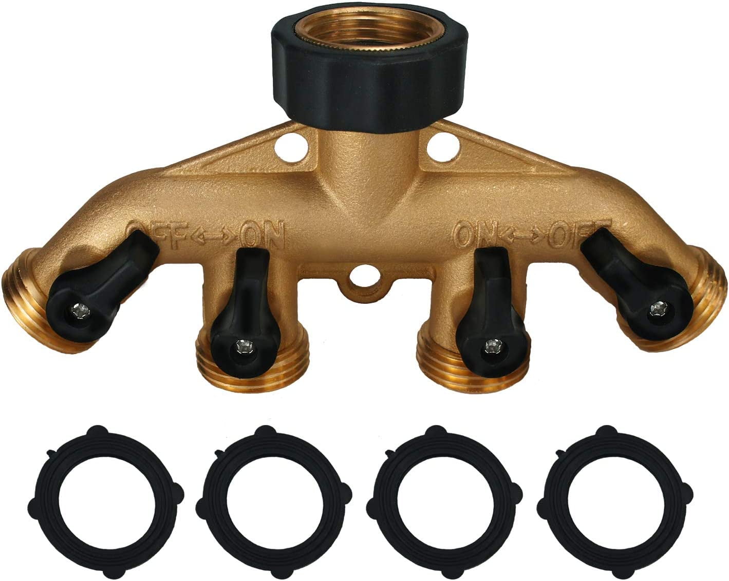 4 way brass hose splitter, brass hose splitter, garden hose splitter, solid brass splitter ...