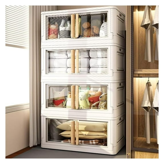 4 with 4 Lids, 78 Quart Plastic, White Closet Organizers and Storage,5 ...