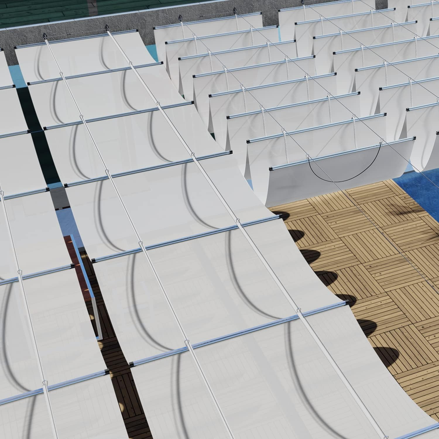 **4'wx16'l retractable wave shade cover replacement pergola shade ...