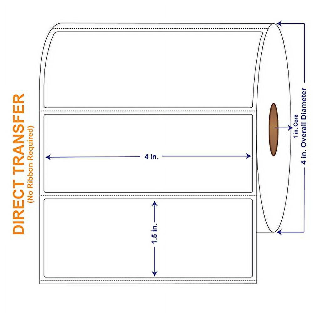 4" x 1-1/2" White Direct Print Thermal Labels, 960 per roll (4 Rolls ...