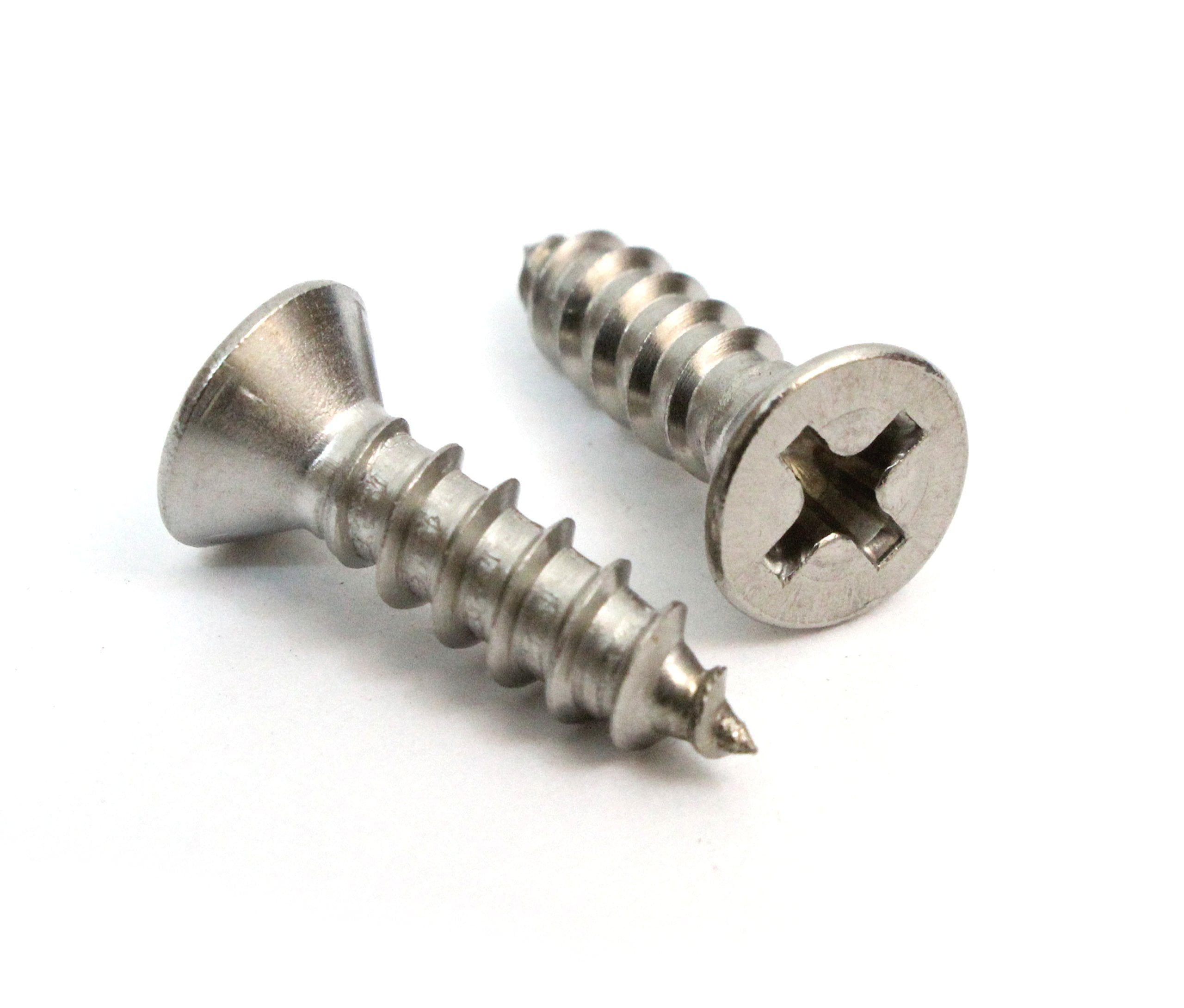 #4 x 1/2" Stainless Flat Head Phillips Wood Screw, (100 pc), 18-8 (304 ...