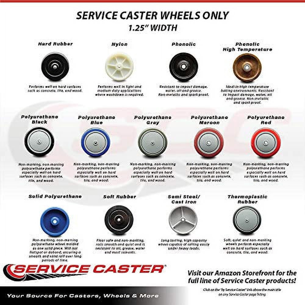 4" x 1.25" Solid Polyurethane Wheel Only - 3/8" Bore - 400 lbs Capacity ...