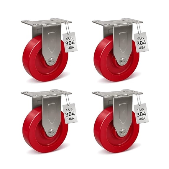 4" x 1.25" Stainless Steel Casters,Heavy Duty Industrial Casters ...