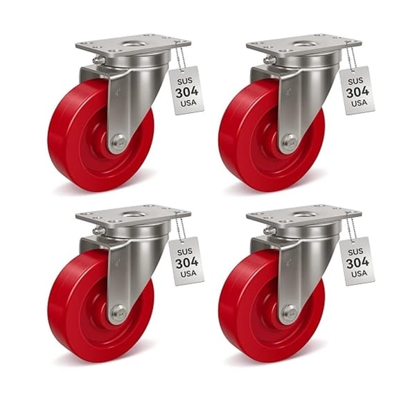4" x 1.25" Stainless Steel Casters,Heavy Duty Industrial Casters ...