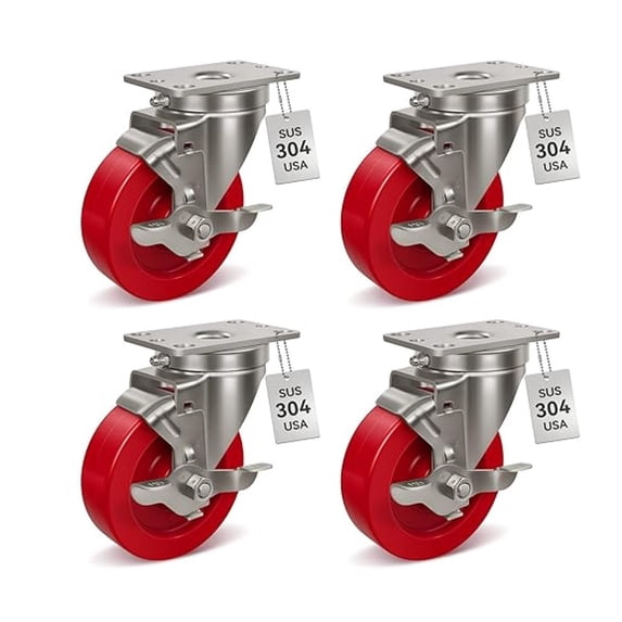 4" x 1.25" Stainless Steel Casters,Heavy Duty Industrial Casters ...