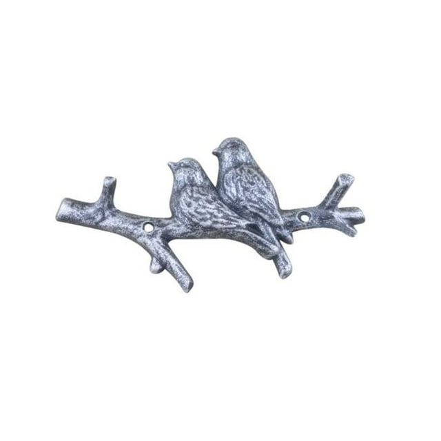 4 x 1 x 8 in. Rustic Silver Cast Iron Birds on Branch Decorative Metal ...