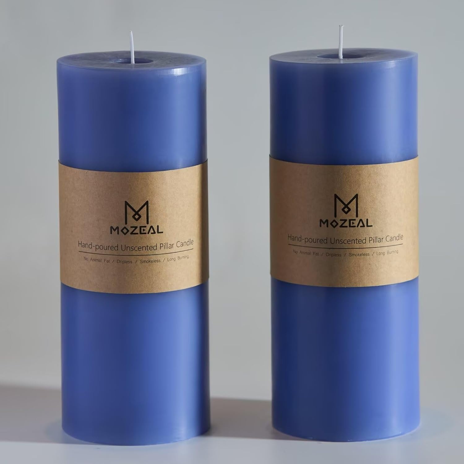 4" x 10" Extra-Large Deep Periwinkle Pillar Candles (Set of 2 ...