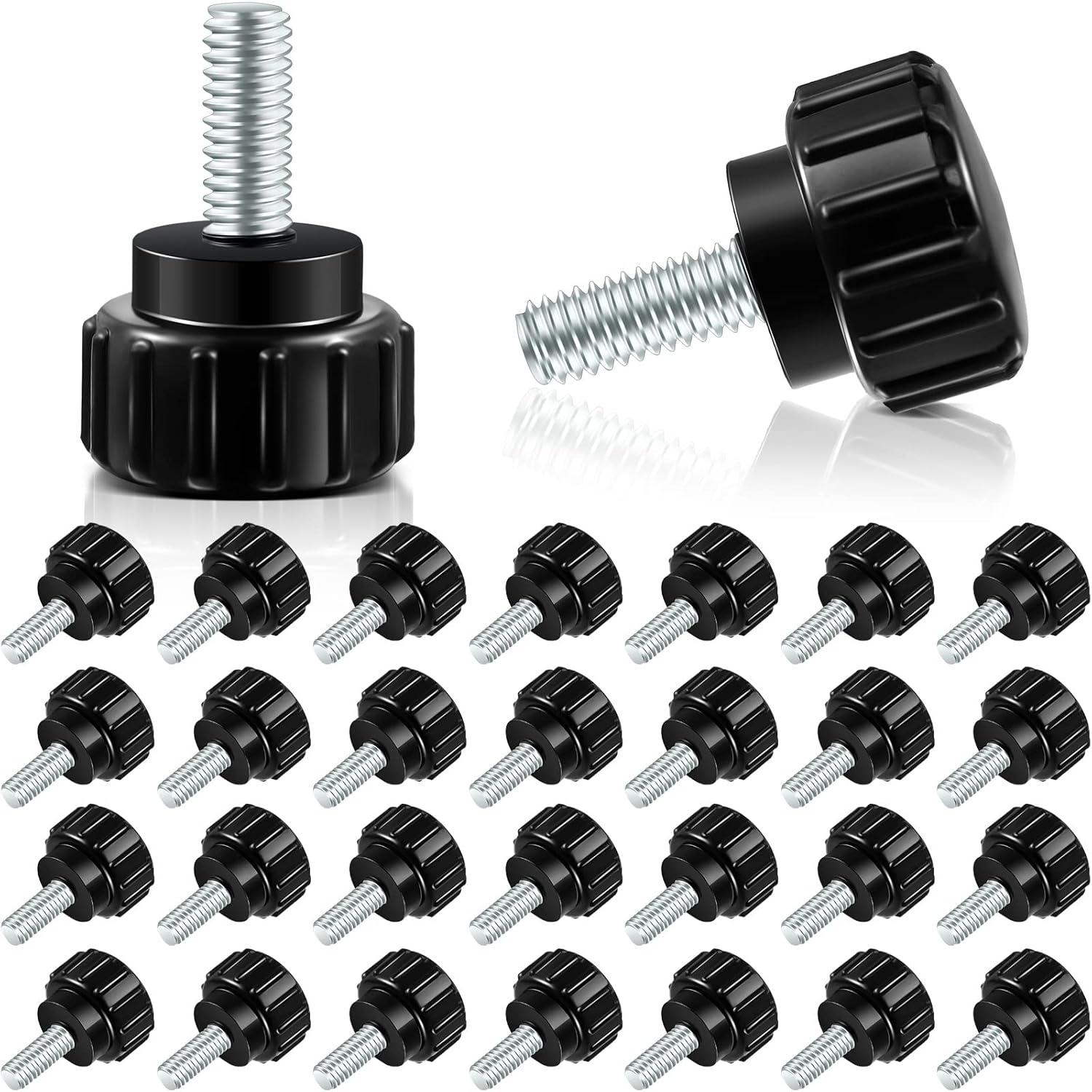 4 x 10 mm Carbon Steel Threaded Knurled Thumbscrew Screw on Knobs Grips ...