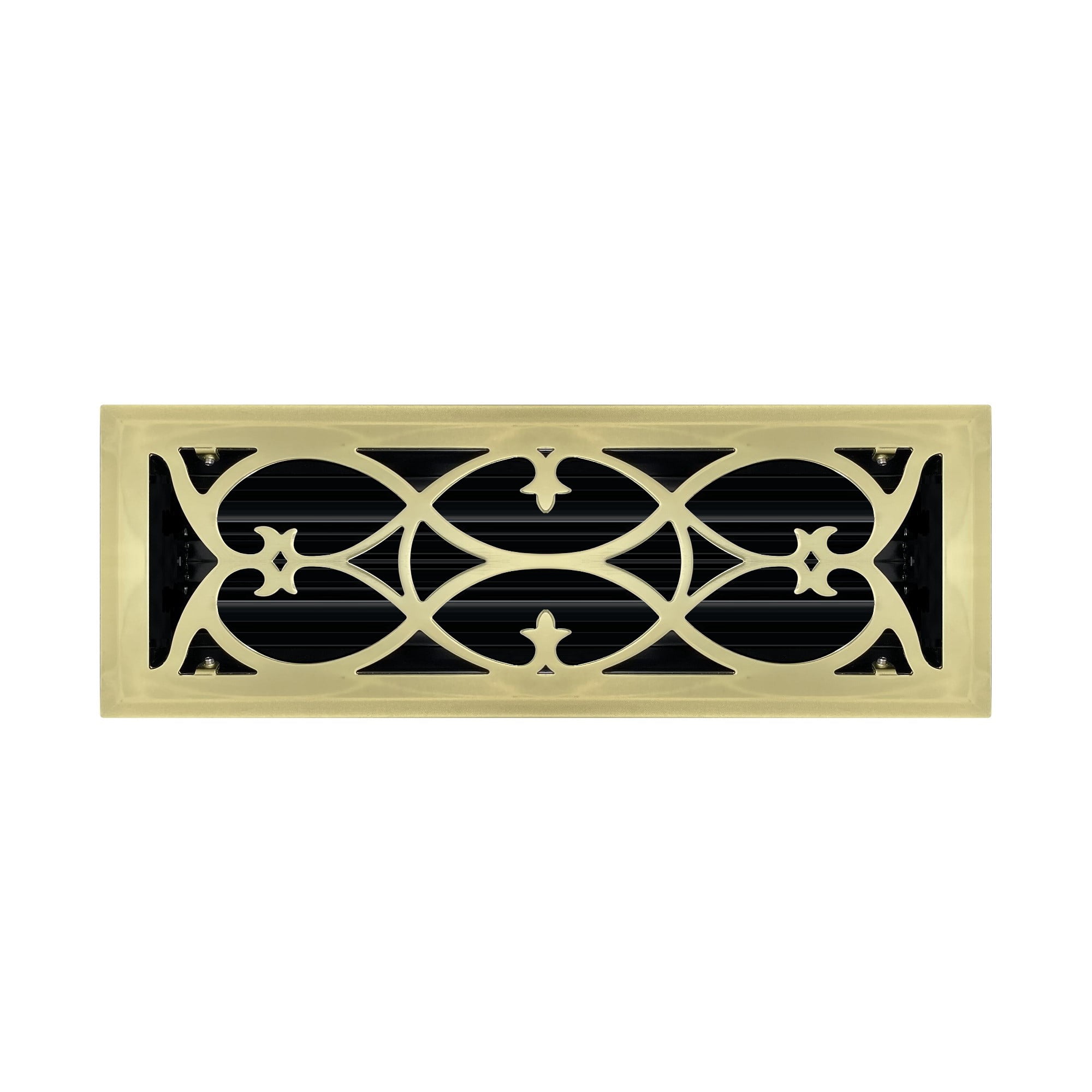4" x 12" Polished Brass Victorian Style Floor Register - Decorative ...