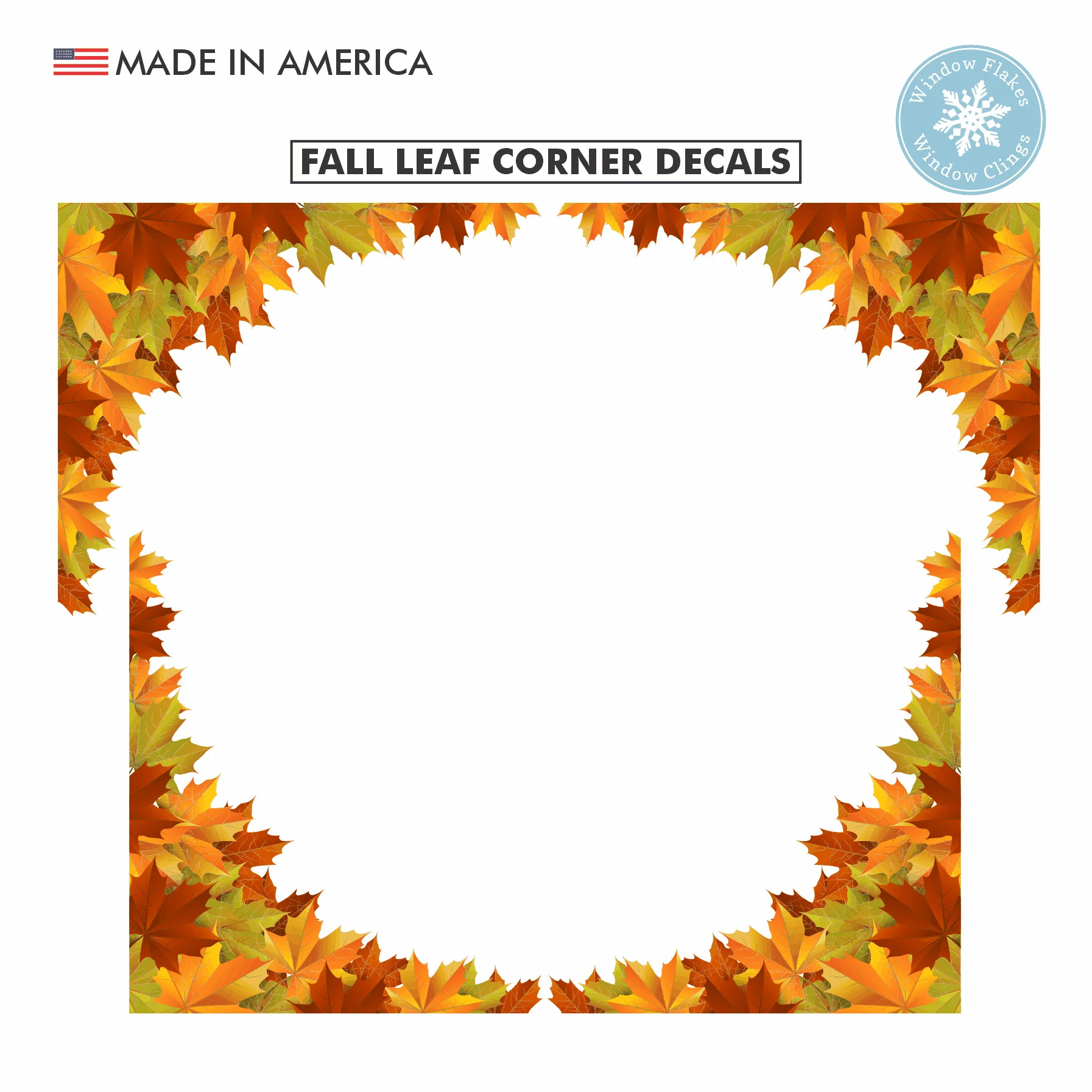 4 x 14" Large Leaf Corner Decal Clings for Indoor Fall Leaf Decoration ...