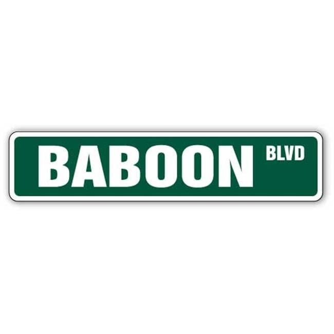4 x 18 in. Baboon Street Sign - Animal Jungle Monkey Signs Zoo ...