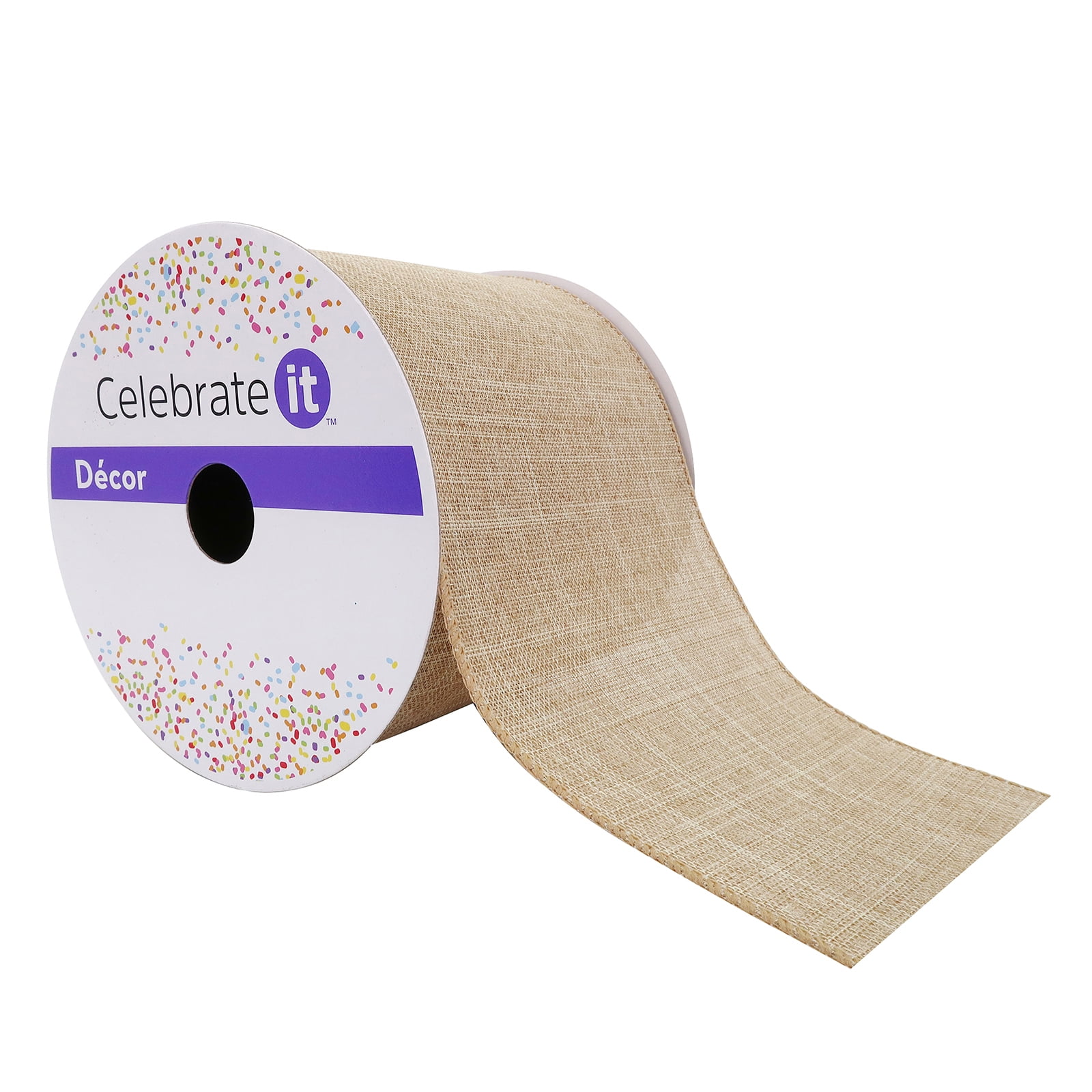 4" x 18ft. Faux Linen Wired Ribbon by Celebrate It Specialty - Walmart.com