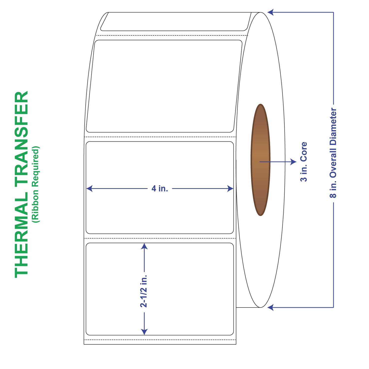 4" x 2-1/2" General Use Labels, w/ Perf Thermal Transfer Labels ...