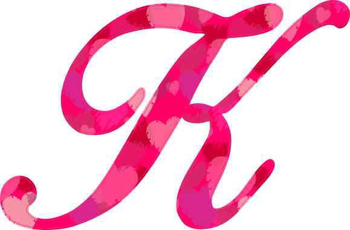 4 x 2.5 Hearted Cursive K Monogram Sticker Fancy Vinyl Vehicle Stickers ...
