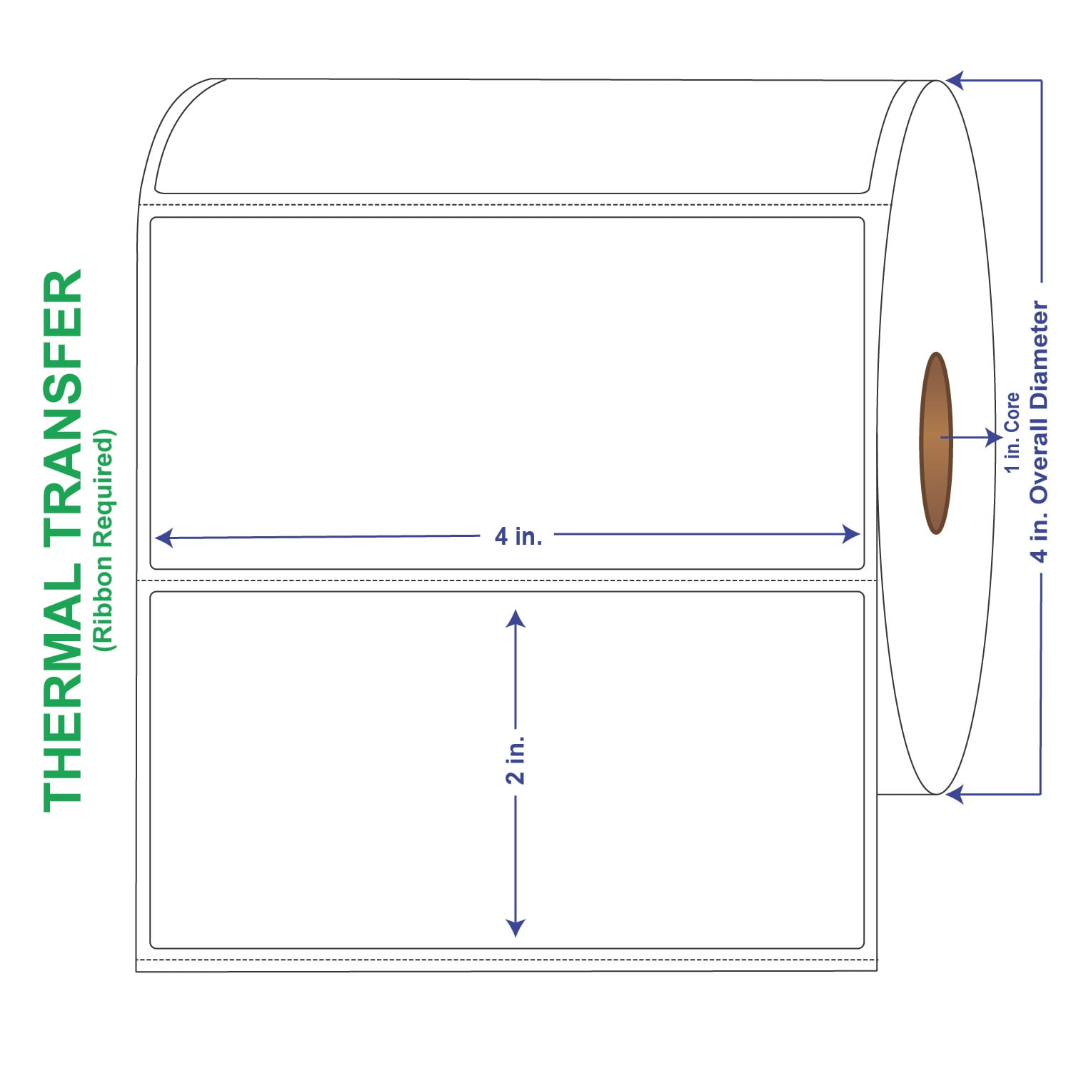 4" x 2" General Use Labels, w/ Perf Thermal Transfer Labels, Perforated ...