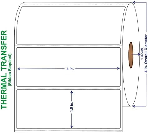 4" x -/2" General Use Labels, w/Perf Thermal Transfer Labels ...