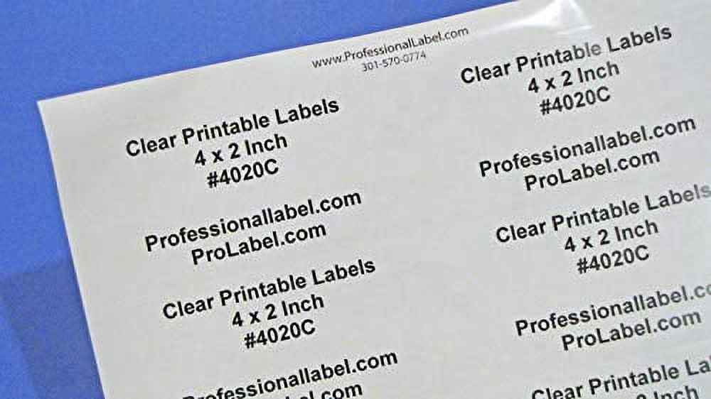 4 x 2 Inch Clear Labels for use in Laser Printers 50 Sheets #4020C ...