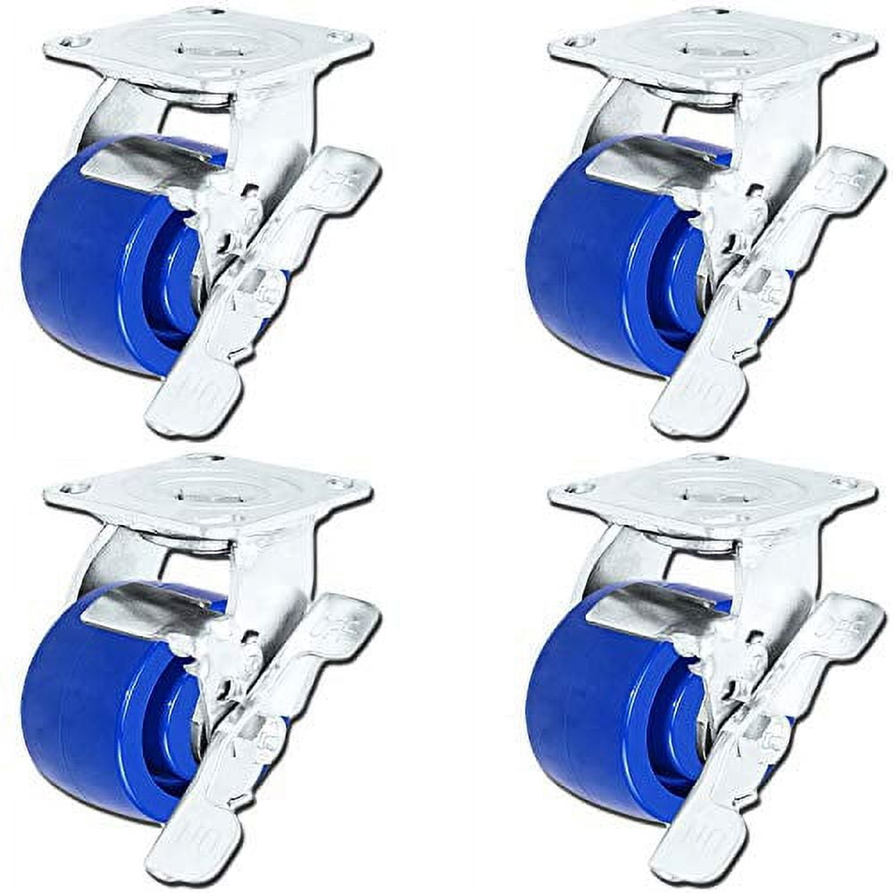 4" x 2" Stainless Steel Caster Set of 4 Swivel Casters with Locking ...