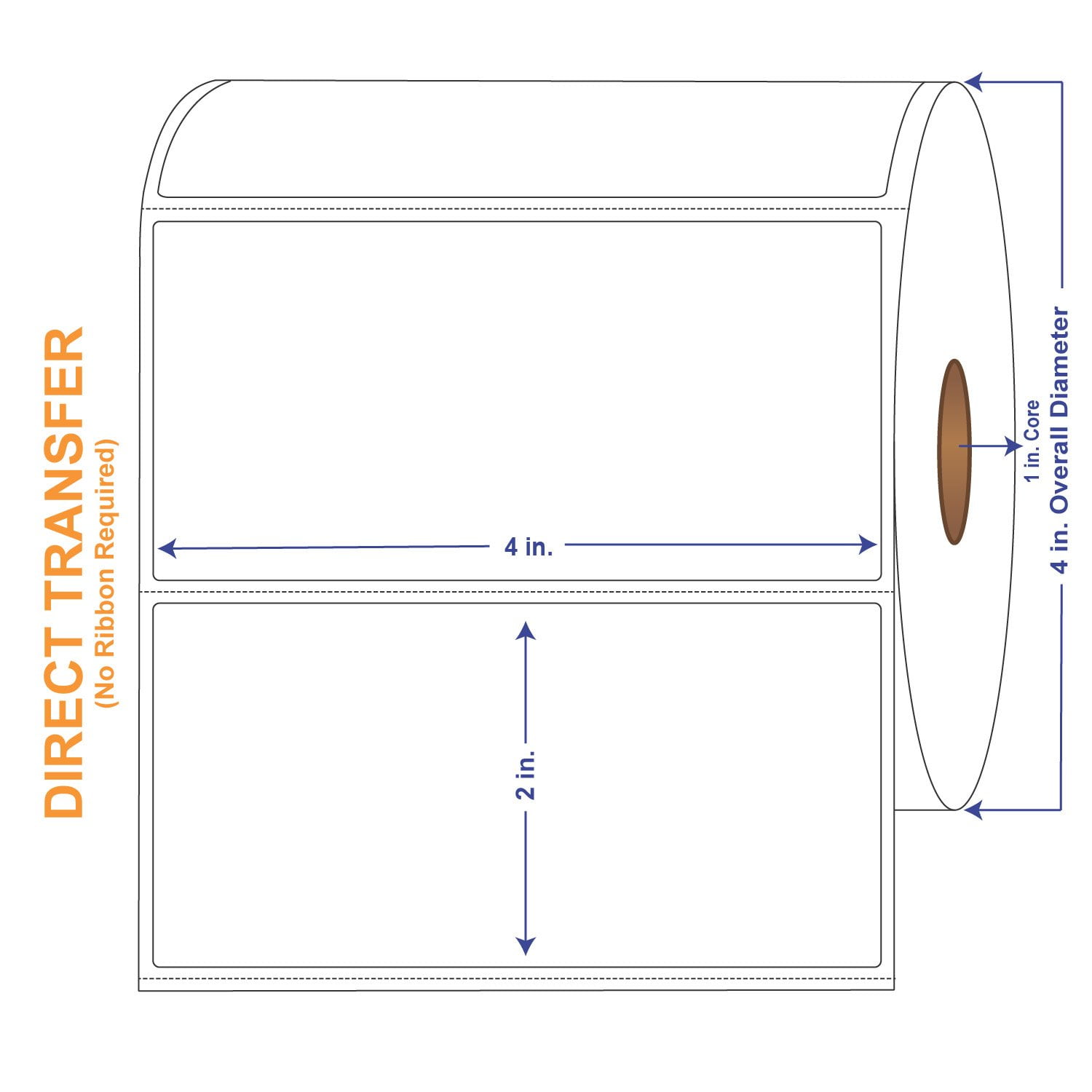 4" x 2" White Direct Print Thermal Labels, 735 per roll (4 Rolls per ...