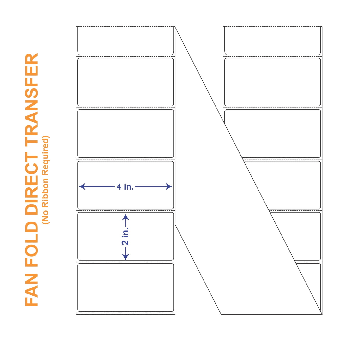 4" x 2" White Direct Print Thermal Labels, Fan Fold 6000 per Stack (2 ...