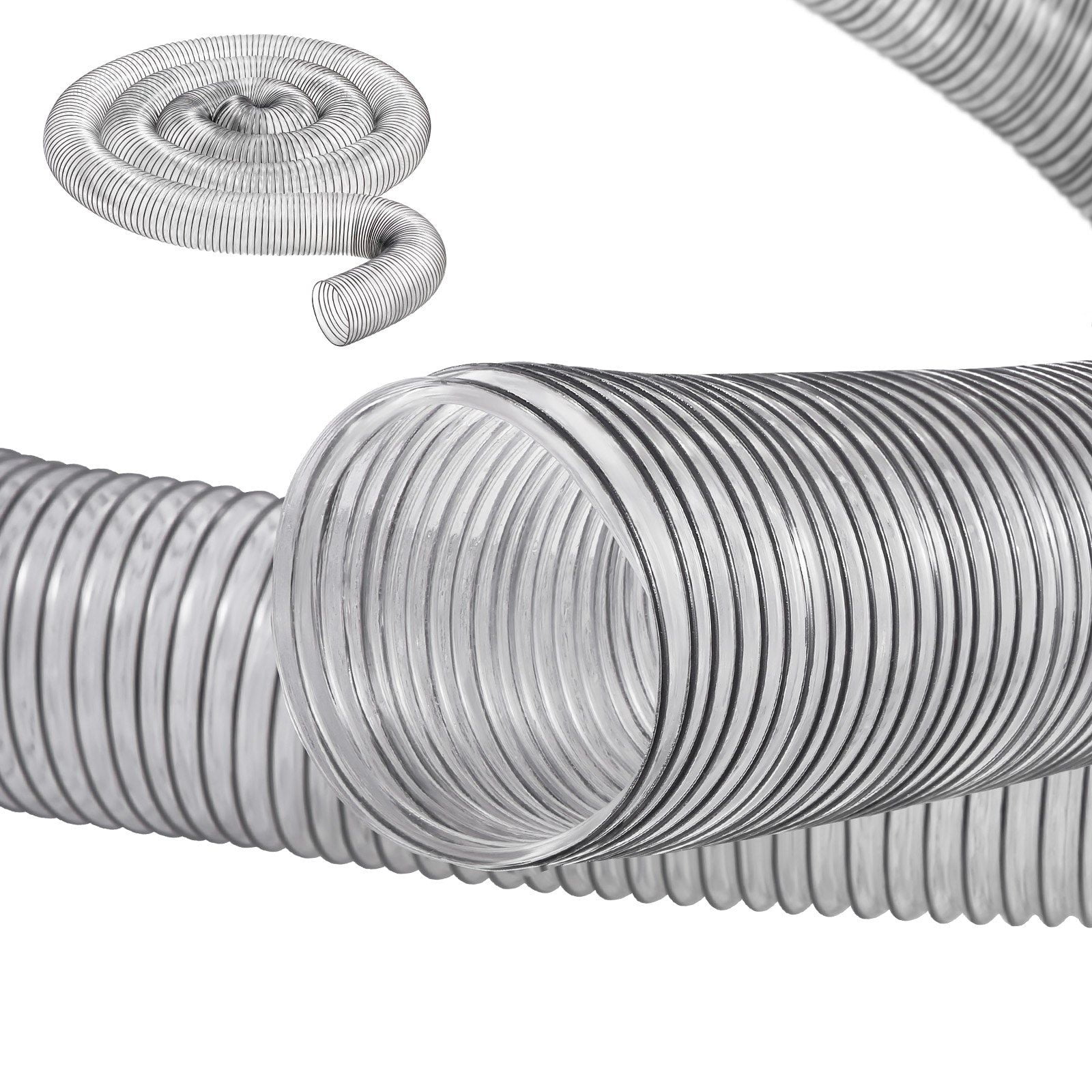 4" x 20' PVC Dust Collection Hose - Heavy Duty Clear Flexible Vacuum ...