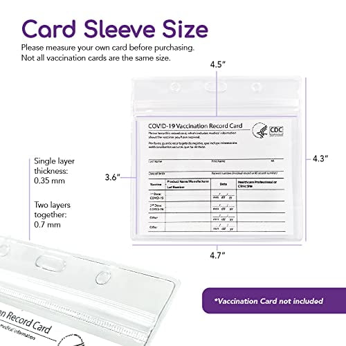 4" x 3" Clear Plastic Vaccination Card Holder, Transparent Resealable ...